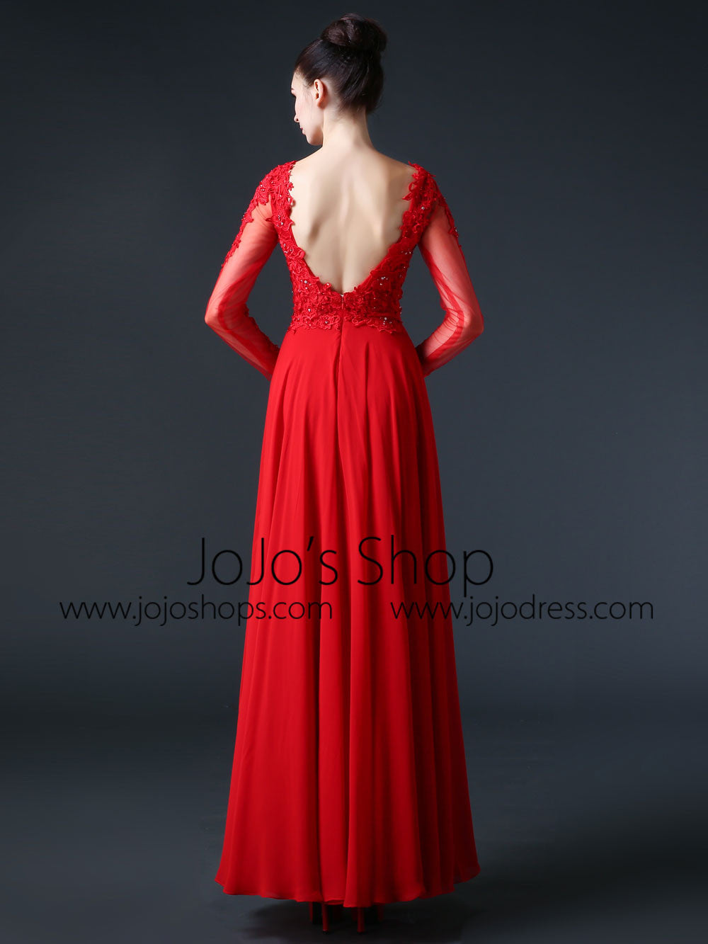 Red Open Back Lace Wedding Dress CC3003 – JoJo Shop